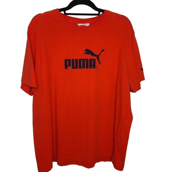 Puma | Shirts | Puma Mens Shirt Xl Short Sleeve Red Black Sports Logo ...